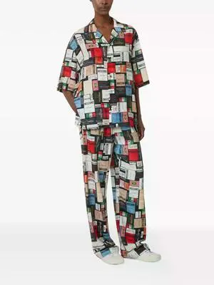 Moschino Printed Straight Leg Trousers - Black