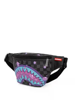 SPRAYGROUND Purple Slime Check-pattern Shark-mouth Belt Bag - Black