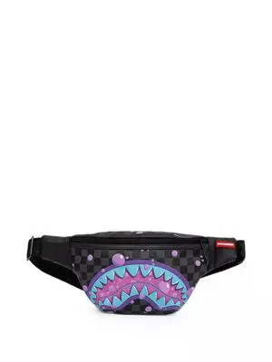 SPRAYGROUND Purple Slime Check-pattern Shark-mouth Belt Bag
