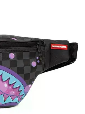 SPRAYGROUND Purple Slime Check-pattern Shark-mouth Belt Bag