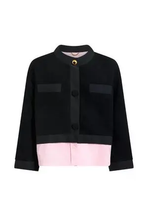 Moschino Layered Bouclé-knit Jacket With Heart Motif Button