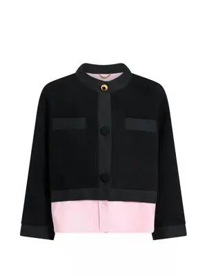 Moschino Layered Bouclé-knit Jacket With Heart Motif Button - Black