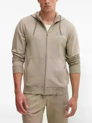 EA7 Logo-print Zip-up Tracksuit - Neutrals