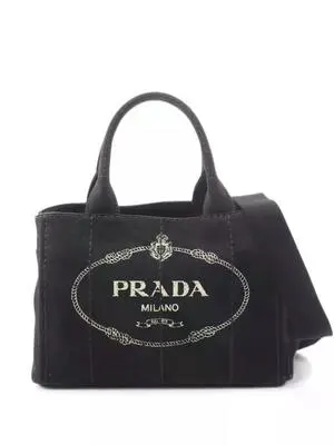Prada Prada Canapa Logo-Print Tote Bag Black