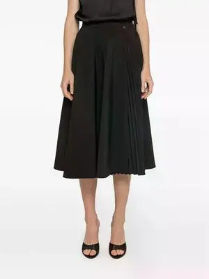 NISSA High-waisted Midi Skirt With Side Pleats - Black