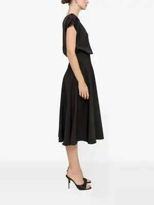NISSA High-waisted Midi Skirt With Side Pleats