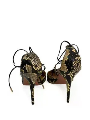 AQUAZZURA Snakeskin-effect Self-tie Pumps