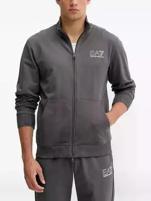 EA7 Logo-print Zip-up Tracksuit - Grey
