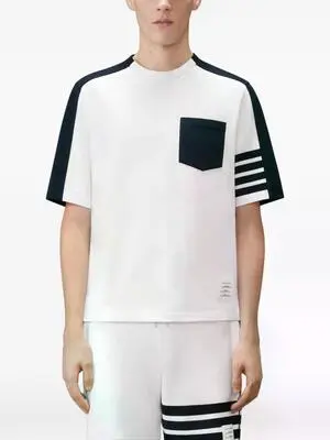 Thom Browne 4-bar Colour-block T-shirt - White