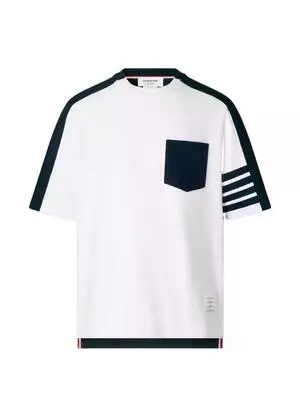 Thom Browne Jersey 4-bar Colorblock Oversized T-shirt - White