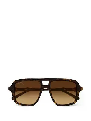 Gucci Square Horsebit-detail Sunglasses - Brown