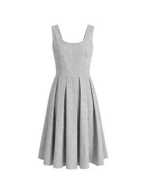 Dolce & Gabbana Polka-dot Pleated Midi Dress - Grey