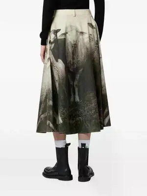 MOSCHINO Moschino Sheep Print Flared Midi Skirt