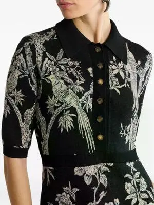 Etro Wool-blend Jacquard Midi Shirt Dress With Nature Motif
