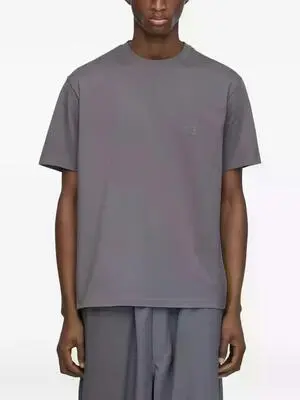 Y3 Logo-print Side-stripe T-shirt - Grey