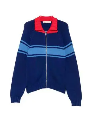 Marni Striped Zip-up Cotton Sweater