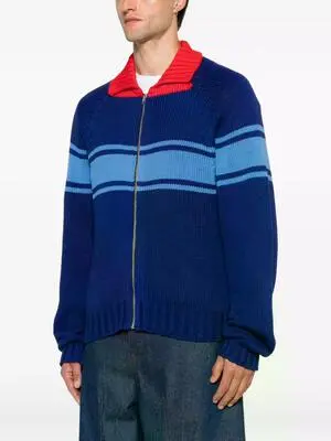 Marni Striped Zip-up Cotton Sweater