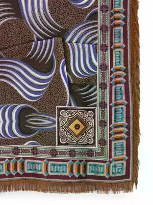 PIERRE-LOUIS MASCIA Abstract-print Frayed-edge Scarf