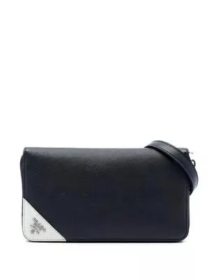 Prada 2010-2026 Saffiano Wallet On Strap Crossbody Bag - Black