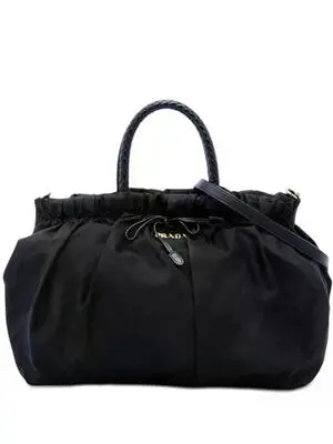 Prada 2010-2026 Tessuto Bow Satchel - Black