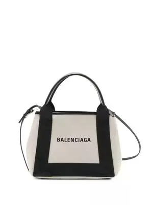 Balenciaga 2010-2026 Canvas Navy Cabas Xs Satchel - White