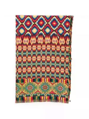 PIERRE-LOUIS MASCIA Geometric-print Fringed Scarf - Red
