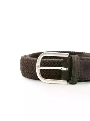 Canali Woven Suede-trimmed Belt