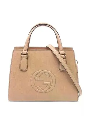 Gucci Soho Interlocking G Leather Tote Bag - Neutrals