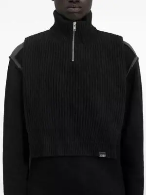 MAISON MARGIELA Ribbed Wool High Neck Half-zip Cropped Vest