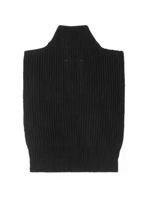 MAISON MARGIELA Ribbed Wool High Neck Half-zip Cropped Vest