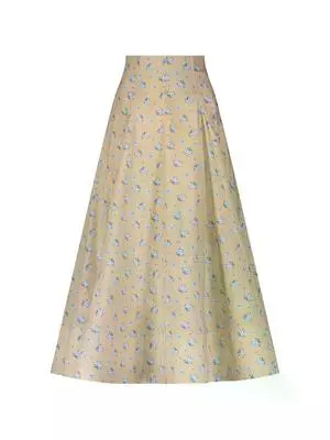 Lela Rose Floral Print Midi Skirt - Neutrals