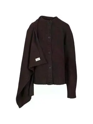 Attico Draped-detailing Button-up Cardigan - Brown