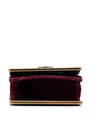 Prada 2010-2026 Micro Croc Embossed Leather Trimmed Velluto Cahier Crossbody Bag
