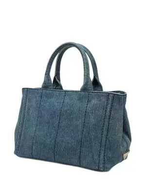 Prada 2013-2026 Small Denim Canapa Logo Satchel