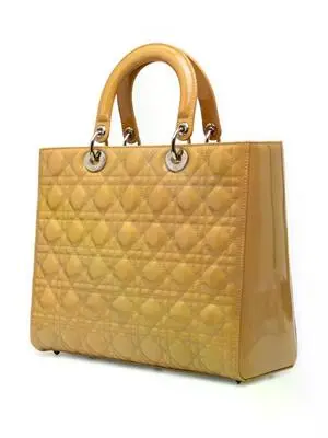 Dior Large Patent Cannage Lady Satchel - Neutrals
