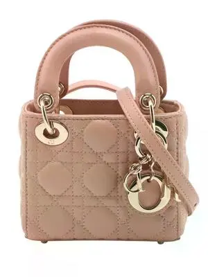 Dior 2021 Micro Lambskin Cannage Lady Satchel - Brown