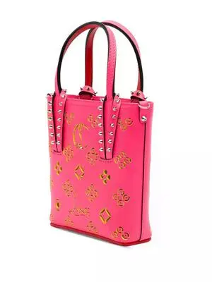 CHRISTIAN LOUBOUTIN 2015-2026 Mini Perforated Calfskin Loubinthesky North South Cabata Satchel - Pink