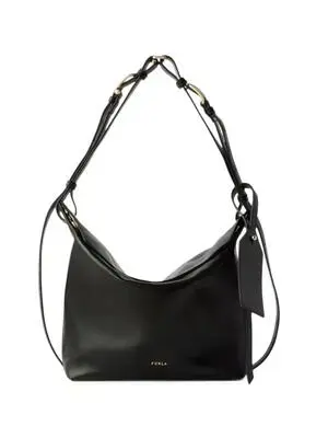 Furla Logo-plaque Leather Shoulder Bag - Black