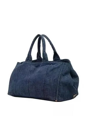 Prada Large Denim Canapa Logo Satchel