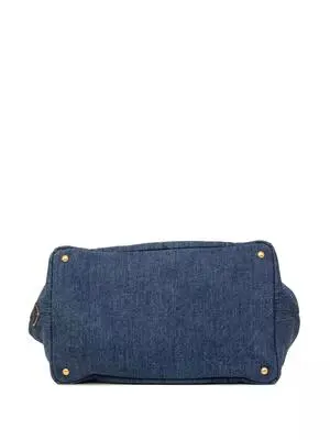 Prada Large Denim Canapa Logo Satchel
