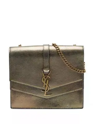 Saint Laurent 2018 Medium Metallic Leather Monogram Sulpice Crossbody Bag - Brown