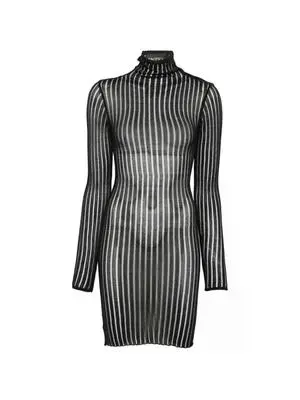 DONDUP Ribbed-knit Mini Dress - Black