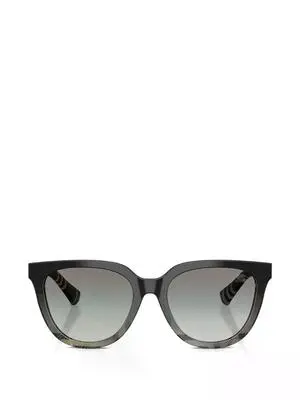 Burberry Checked Round-frame Sunglasses - Black