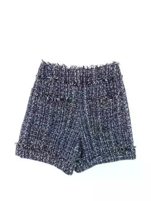 Balmain Navy Bouclé Tweed Raw-edge Shorts