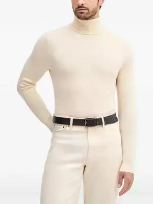 Sisley Cream Ribbed Knit Roll-neck Sweater - Neutrals