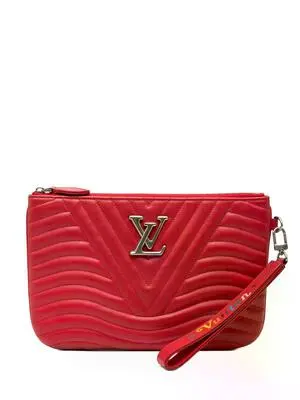 LOUIS VUITTON 2019 Calfskin New Wave Zipped Pochette Clutch Bag - Red