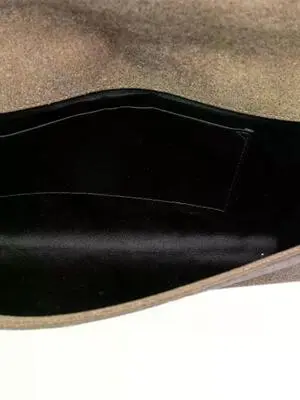Saint Laurent 2000-2010 Large Stitched Suede Monogram Belle De Jour Clutch Bag