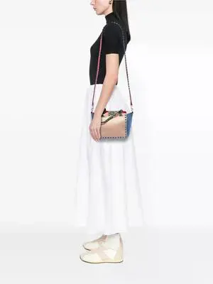 Valentino Garavani 2000-2017 Mini Leather Colorblock Rockstud Trapeze Satchel