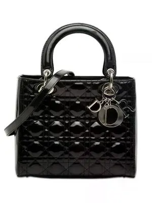 Dior 2009 Medium Patent Cannage Lady Satchel - Black