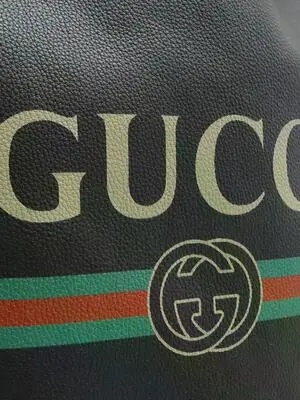 Gucci 2000-2015 Grained Calfskin Web Logo Drawstring Backpack